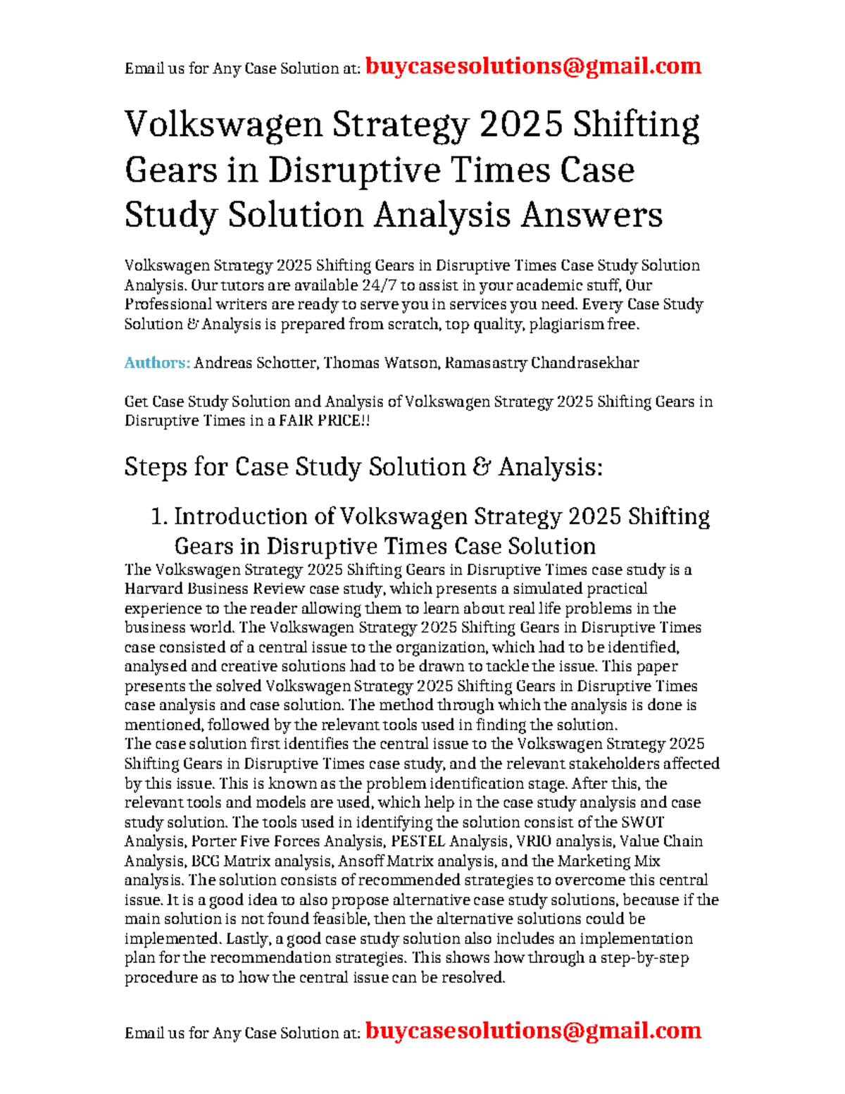 Volkswagen Strategy 2025 Case Study Solution: Navigating Disruption ...