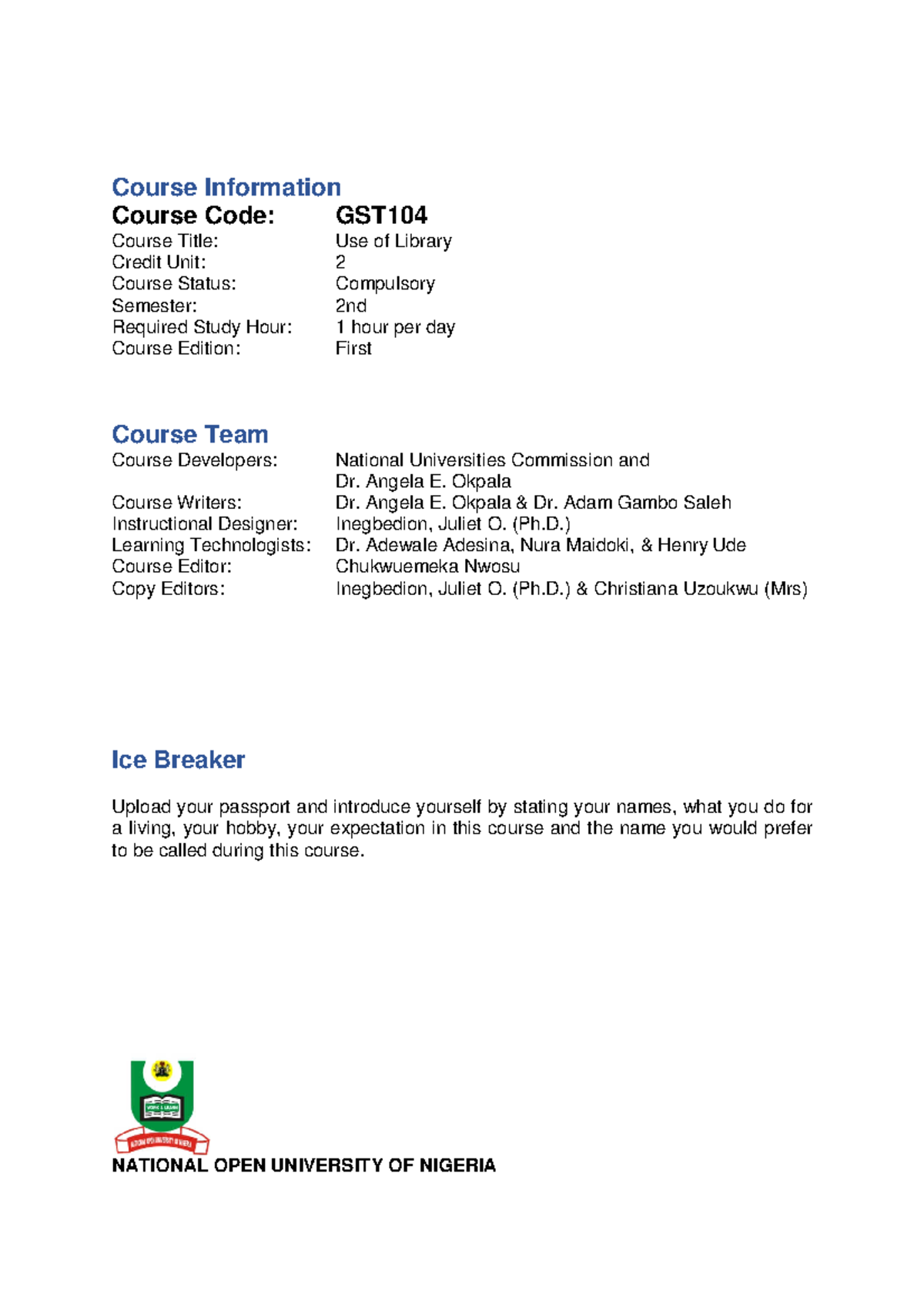 GST 104-Introduction to Library Types and Services (2 Credits) - Studocu