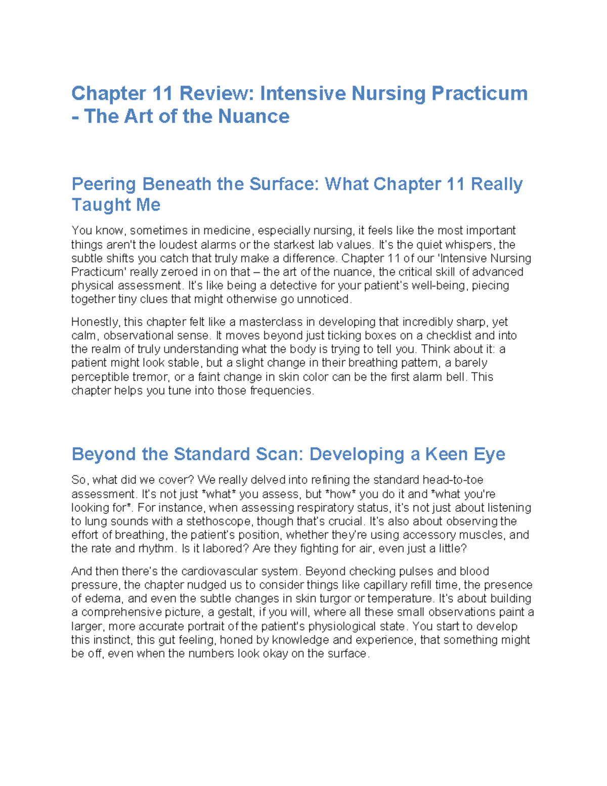 Nursing Practicum CH11 Review: Mastering Advanced Assessment Skills ...
