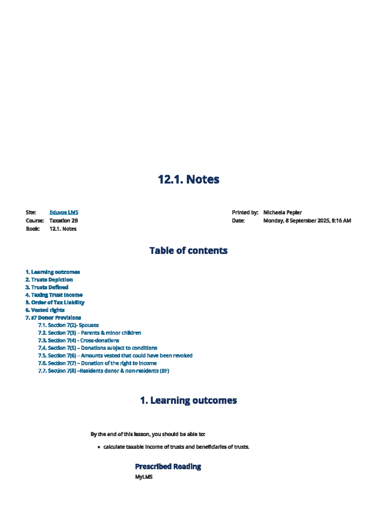 Taxation 2B: Trusts Taxation Notes and Key Concepts - Studocu