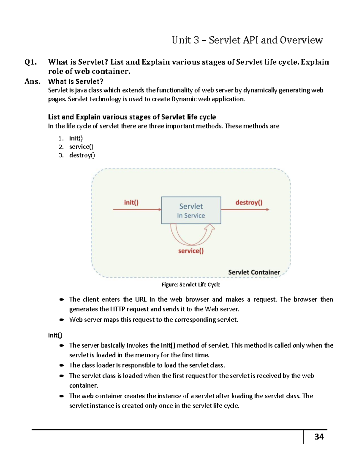 2160707 Advanced Java-Notes PDF-Unit-3 - Q1. What is Servlet? List and ...