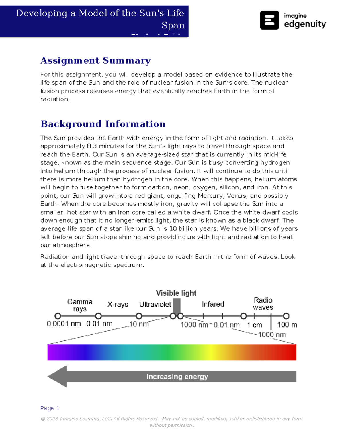 Project: Developing a Model of the Sun's Life Span - Student Guide ...