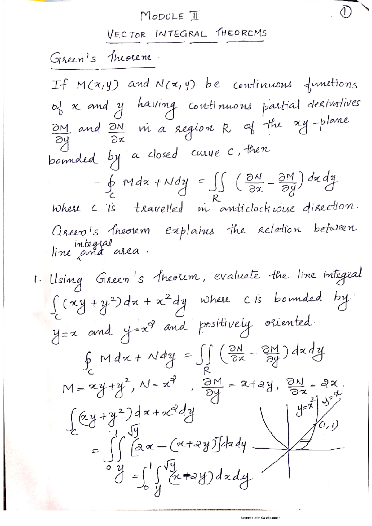 M2 - Notes - MODULE II 1 VECTOR INTEGRAL THEOREMS Theorem If M(x,y) and ...