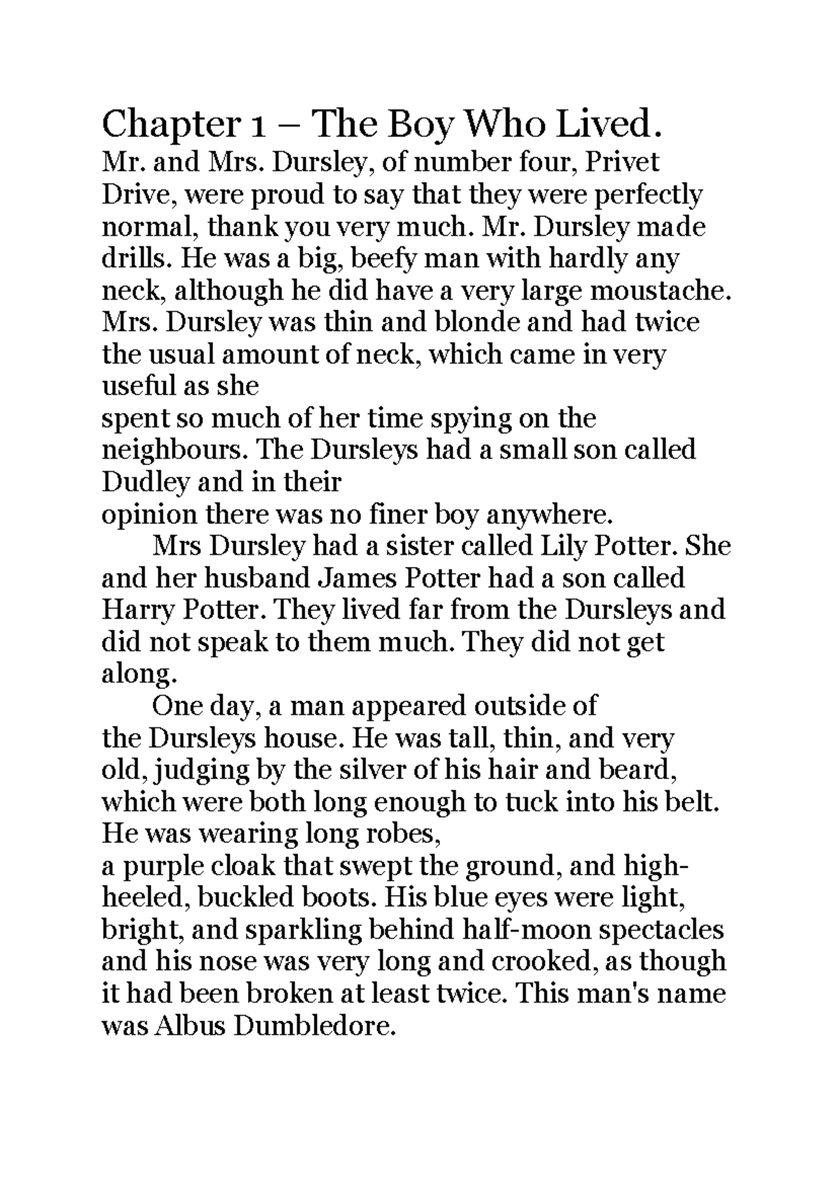 Reading Harry Potter: Chapter 1 - The Boy Who Lived - Studocu