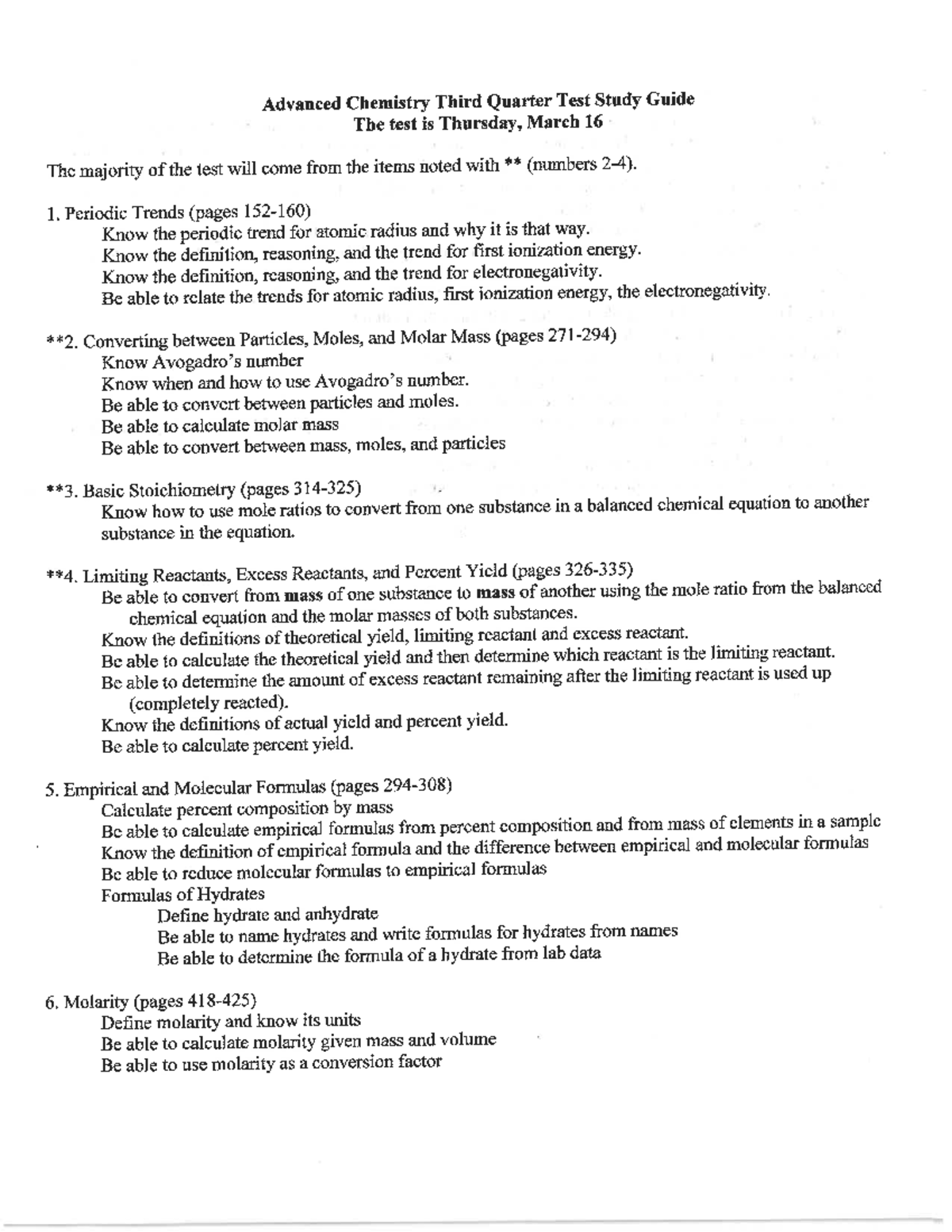Third Quarter Exam Study Guide 2024 - Studocu