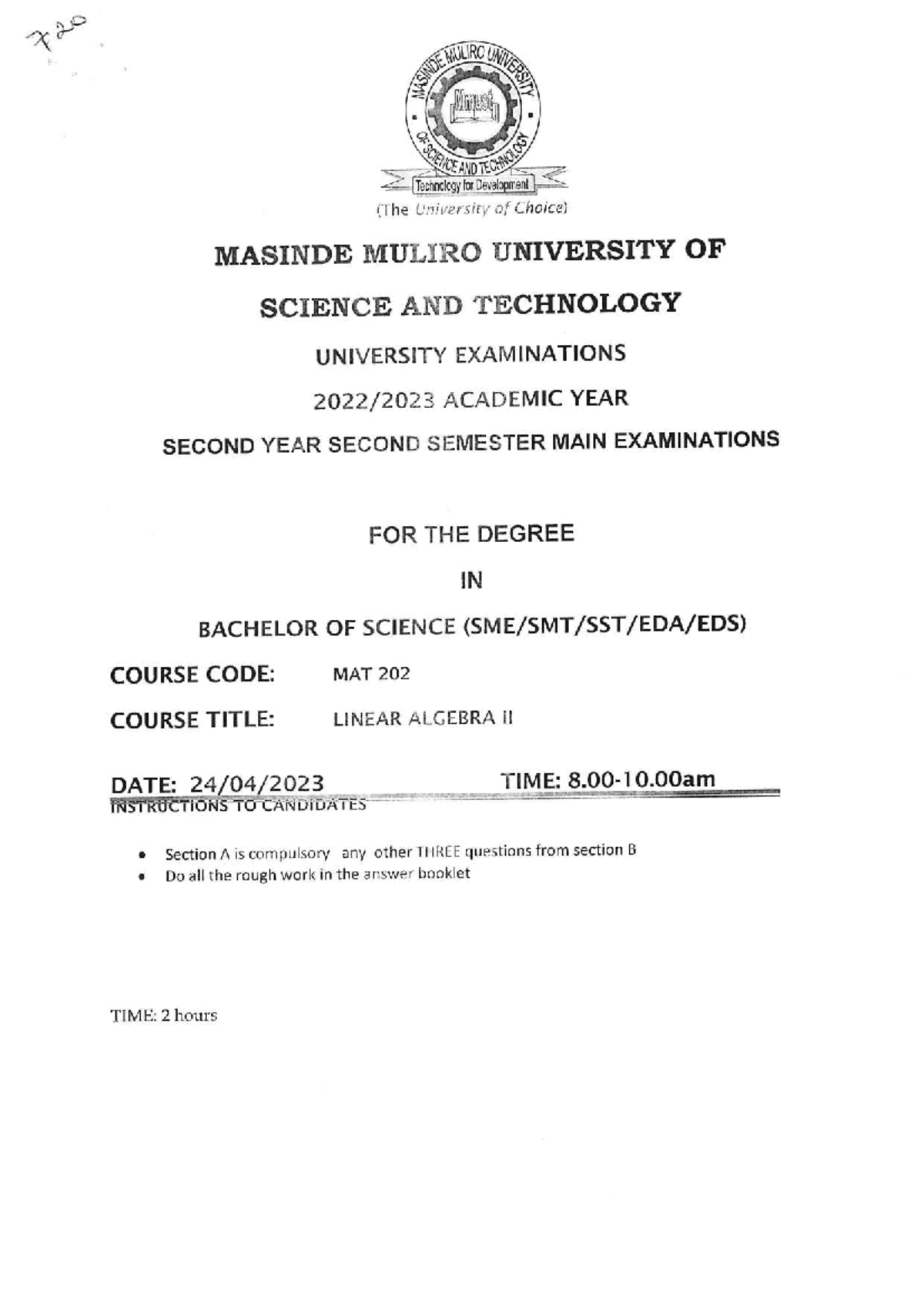 MAT 202 - Linear Algebra II Final Exam Study Notes - Studocu