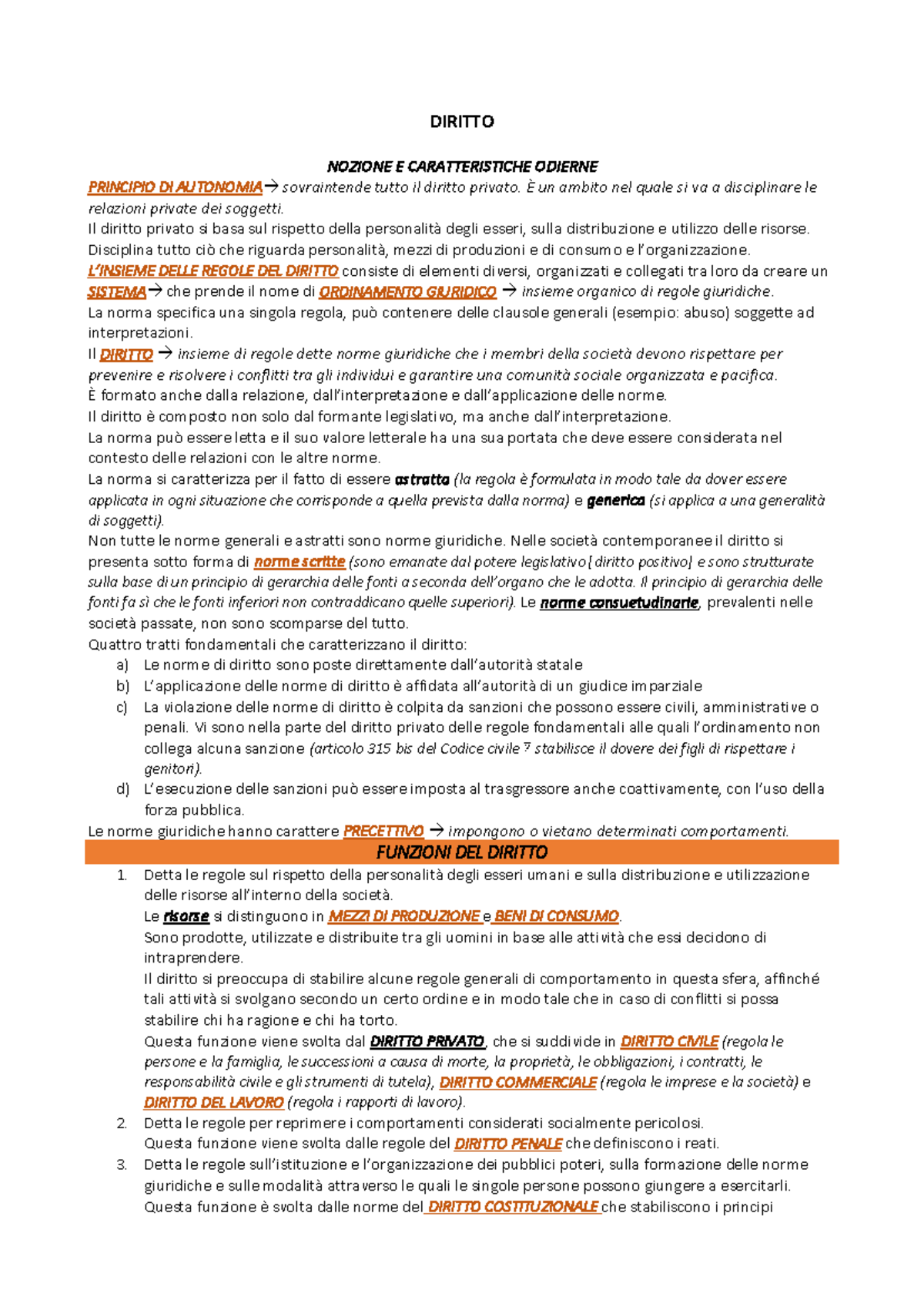 DIRITTO PRIVATO: NOZIONI E CARATTERISTICHE FONDAMENTALI - Studocu