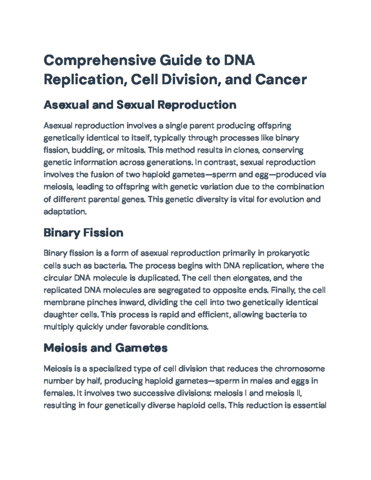 Comprehensive Study on DNA Replication, Cell Division & Cancer Biology ...