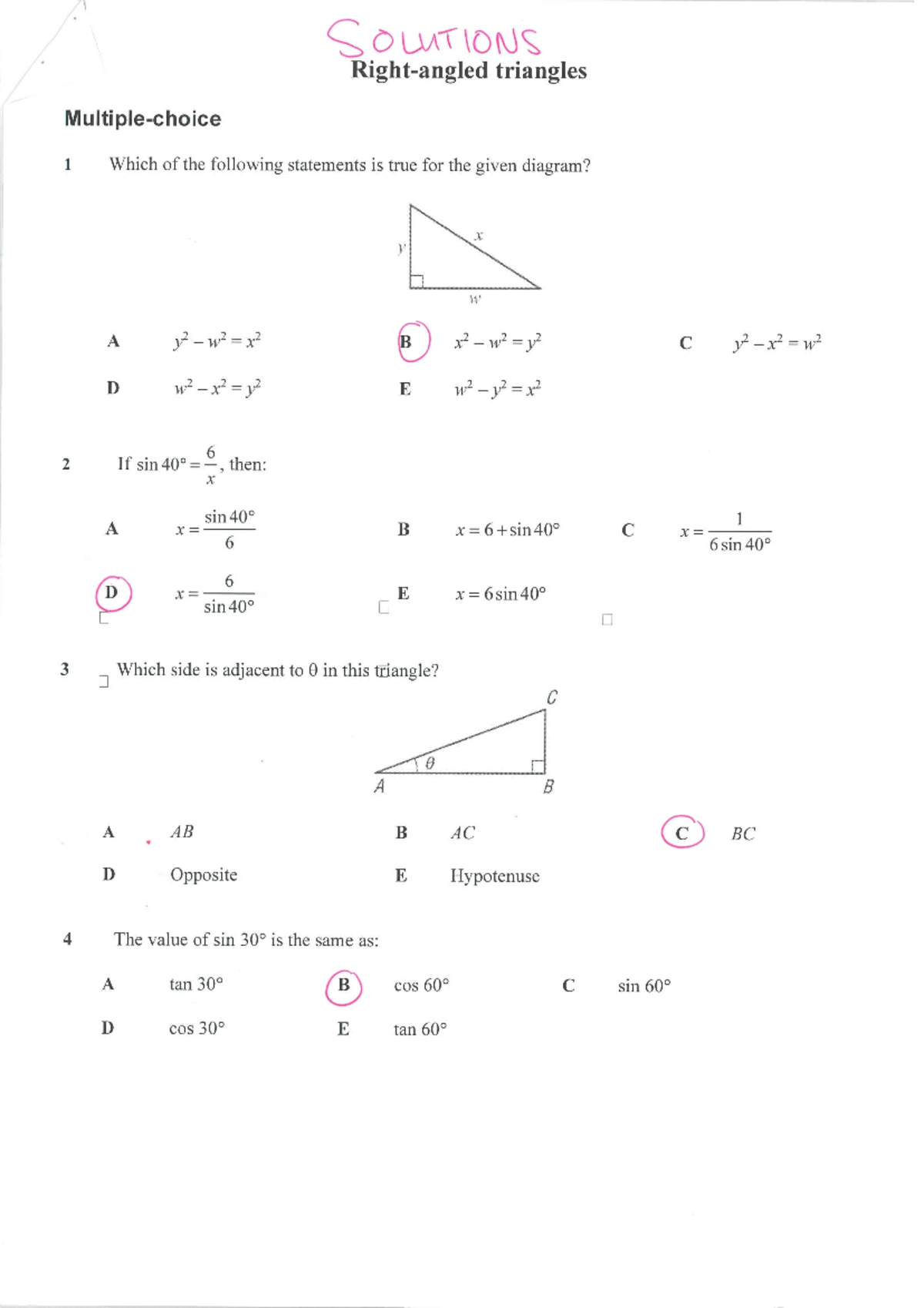 Solutions to Trigonometry Problems - MATH 101 - Studocu
