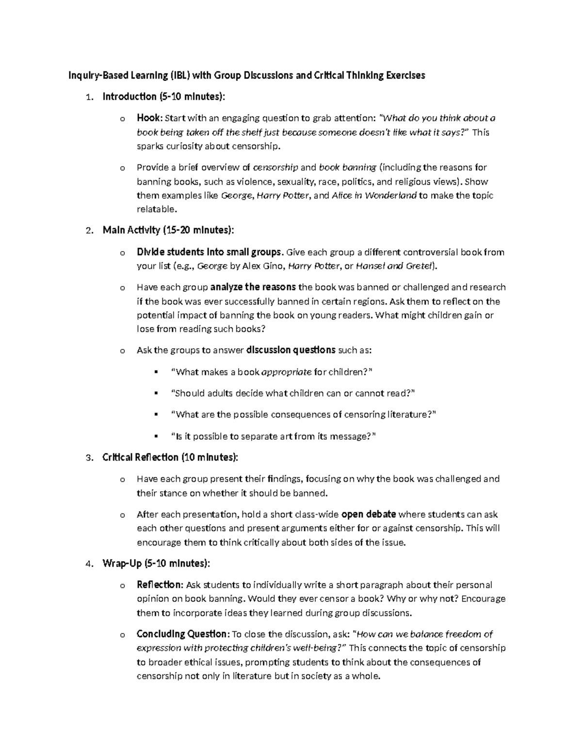 AS6 Lesson - Inquiry-Based Learning (IBL) with Group Discussions and ...