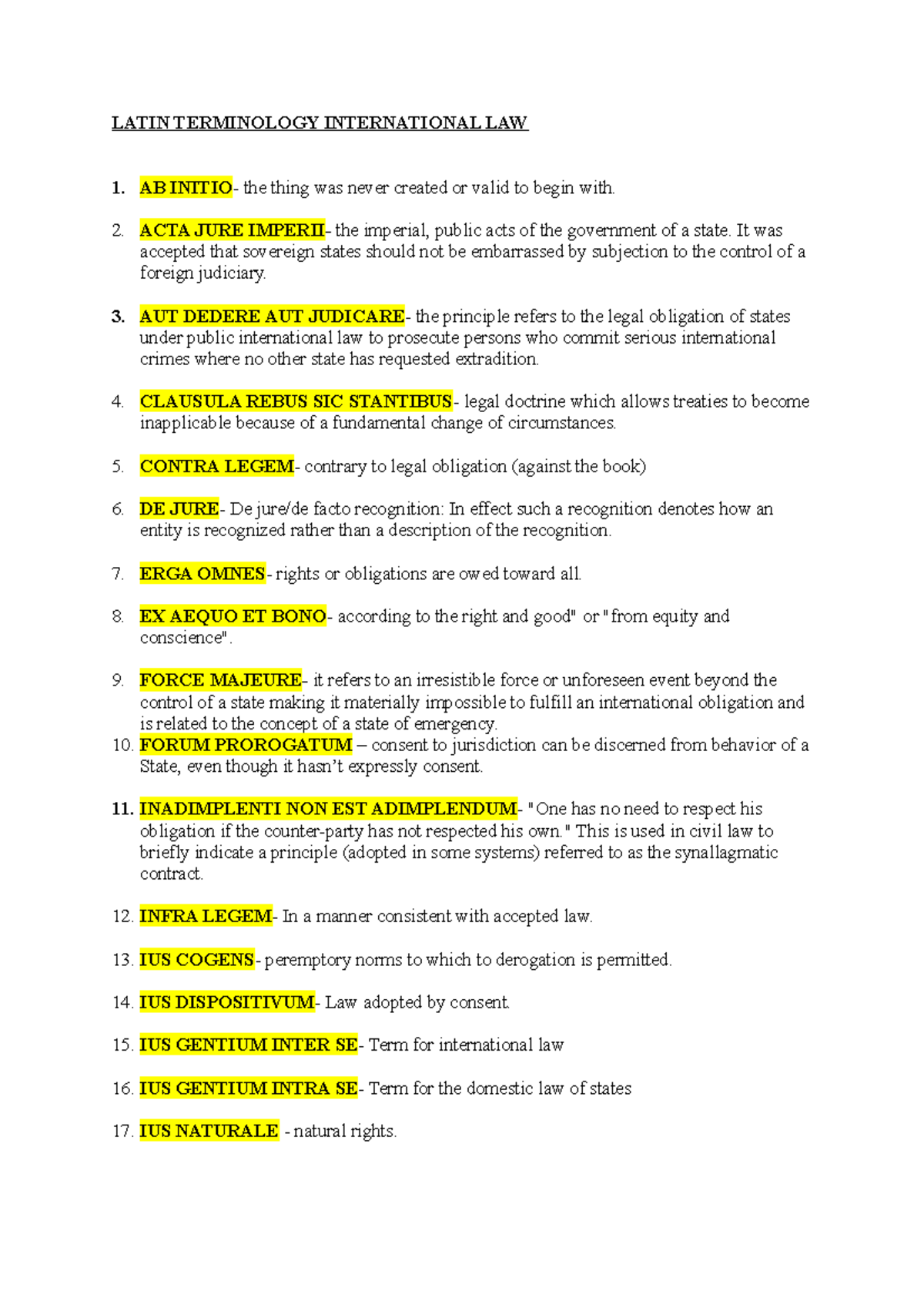 Latin Terms in International Law: Key Definitions and Principles ...