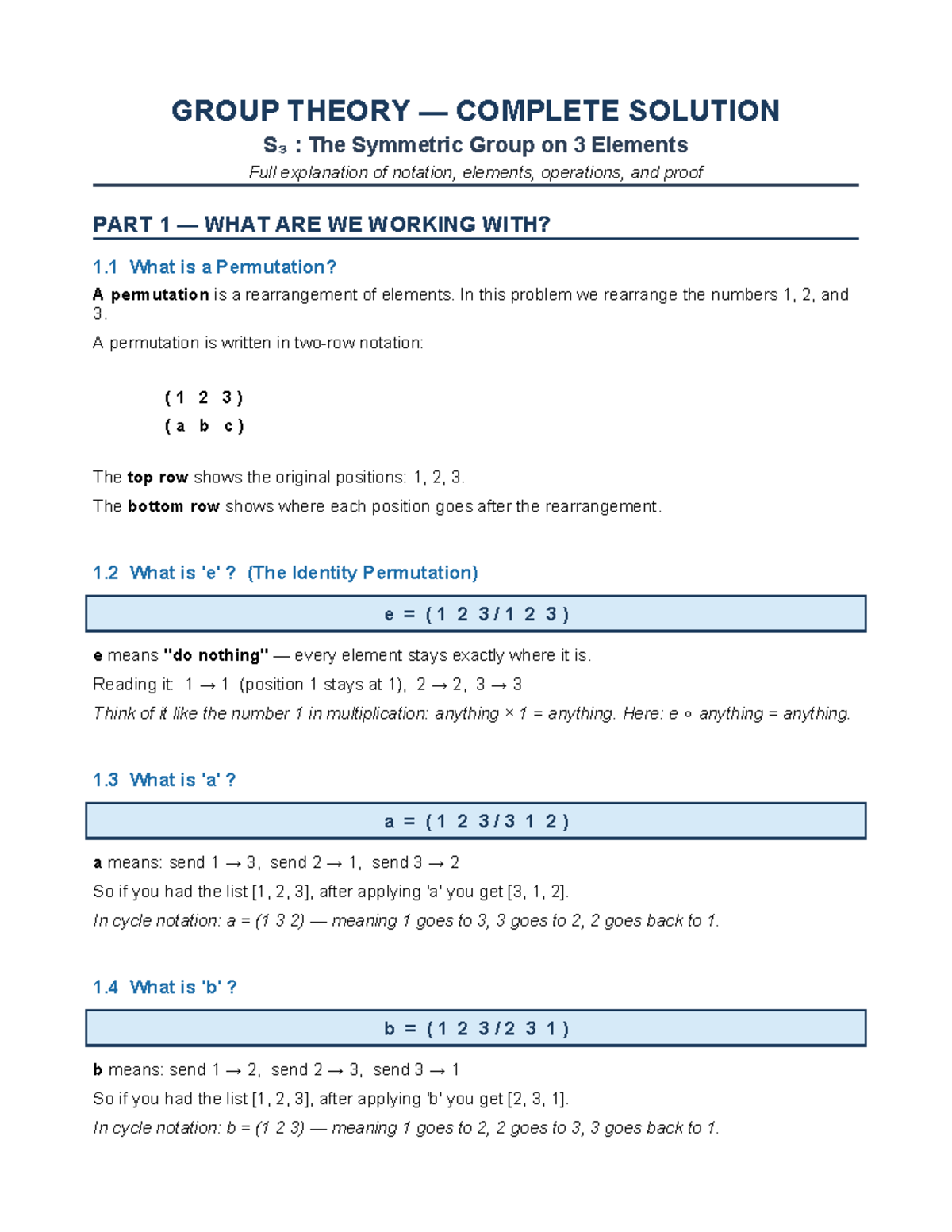 S3 Group Theory: Complete Solutions & Explanations on Permutations ...