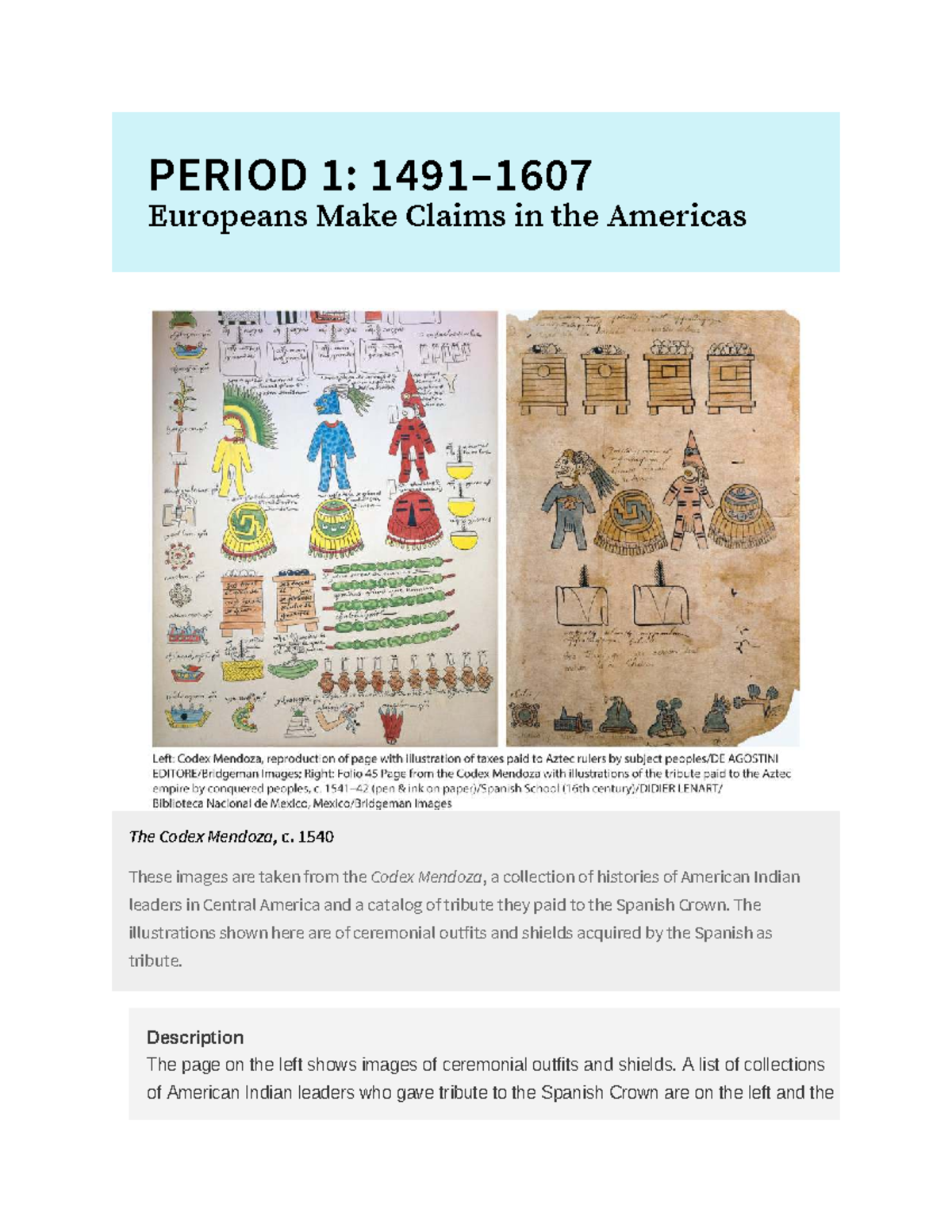 PERIOD 1: European Claims in the Americas - Codex Mendoza Analysis ...