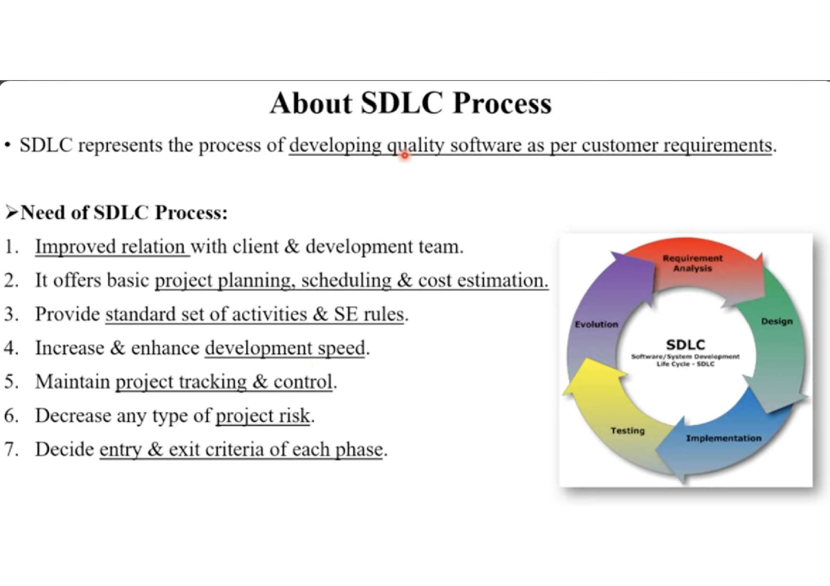 SDLC Process Overview: Key Topics for Unit 1 & 2 - Studocu