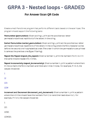 Week 3 GRPA 1 - While Loop - Graded - GRPA 2 - For Loop - GRADED For Answer Scan QR Code Bit of ...