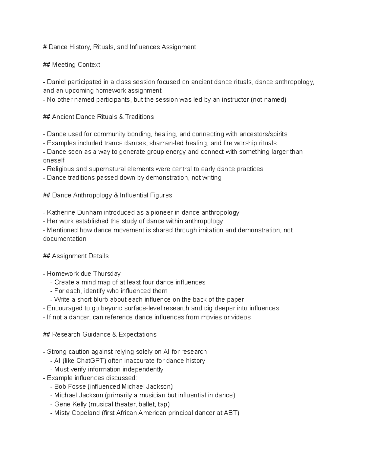 Dance History & Influences Assignment: Rituals & Research Insights ...