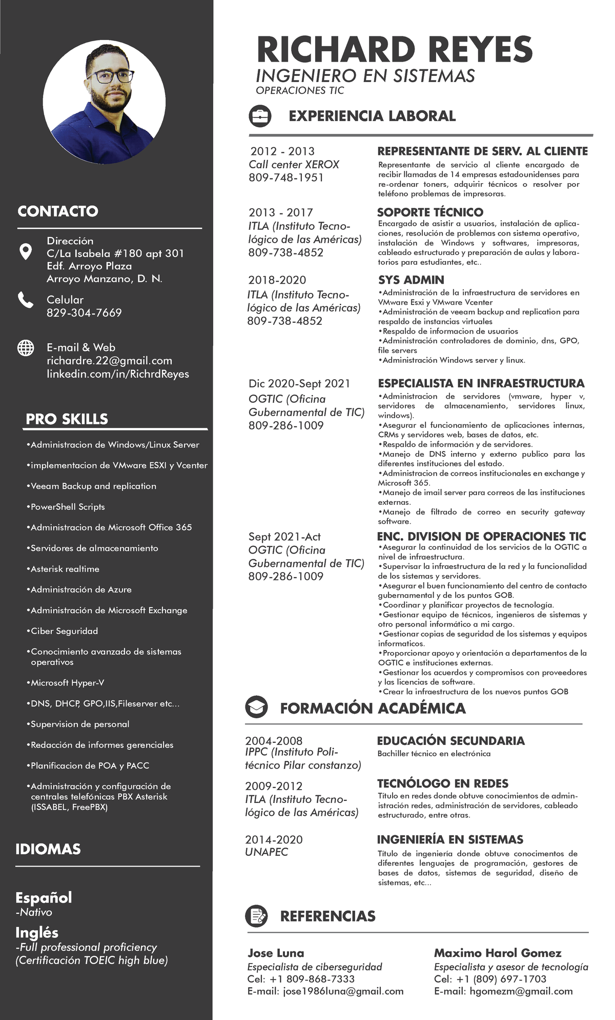 CV Espanol Richard Reyes 2022 vf - RICHARD REYES INGENIERO EN SISTEMAS ...