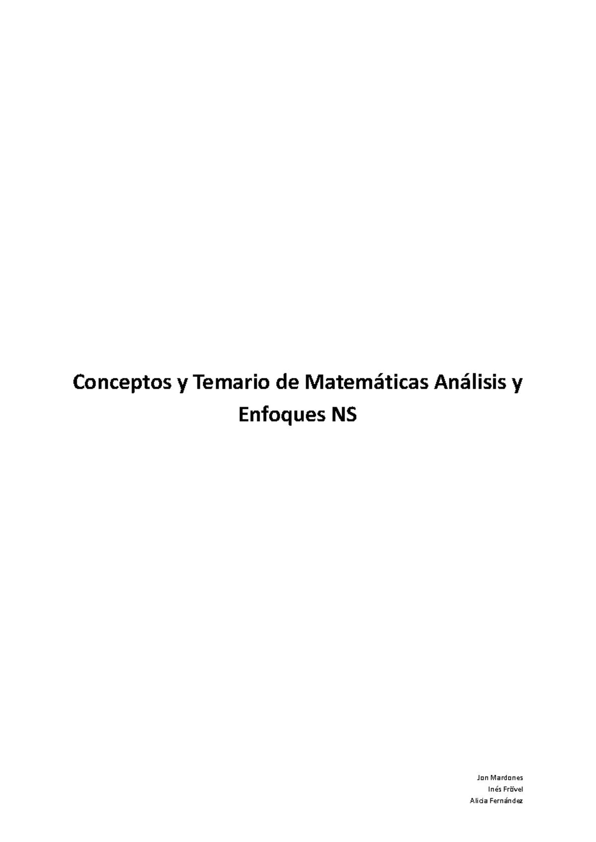 Temario de Matemáticas: Análisis y Enfoques NS - Resumen y Conceptos ...