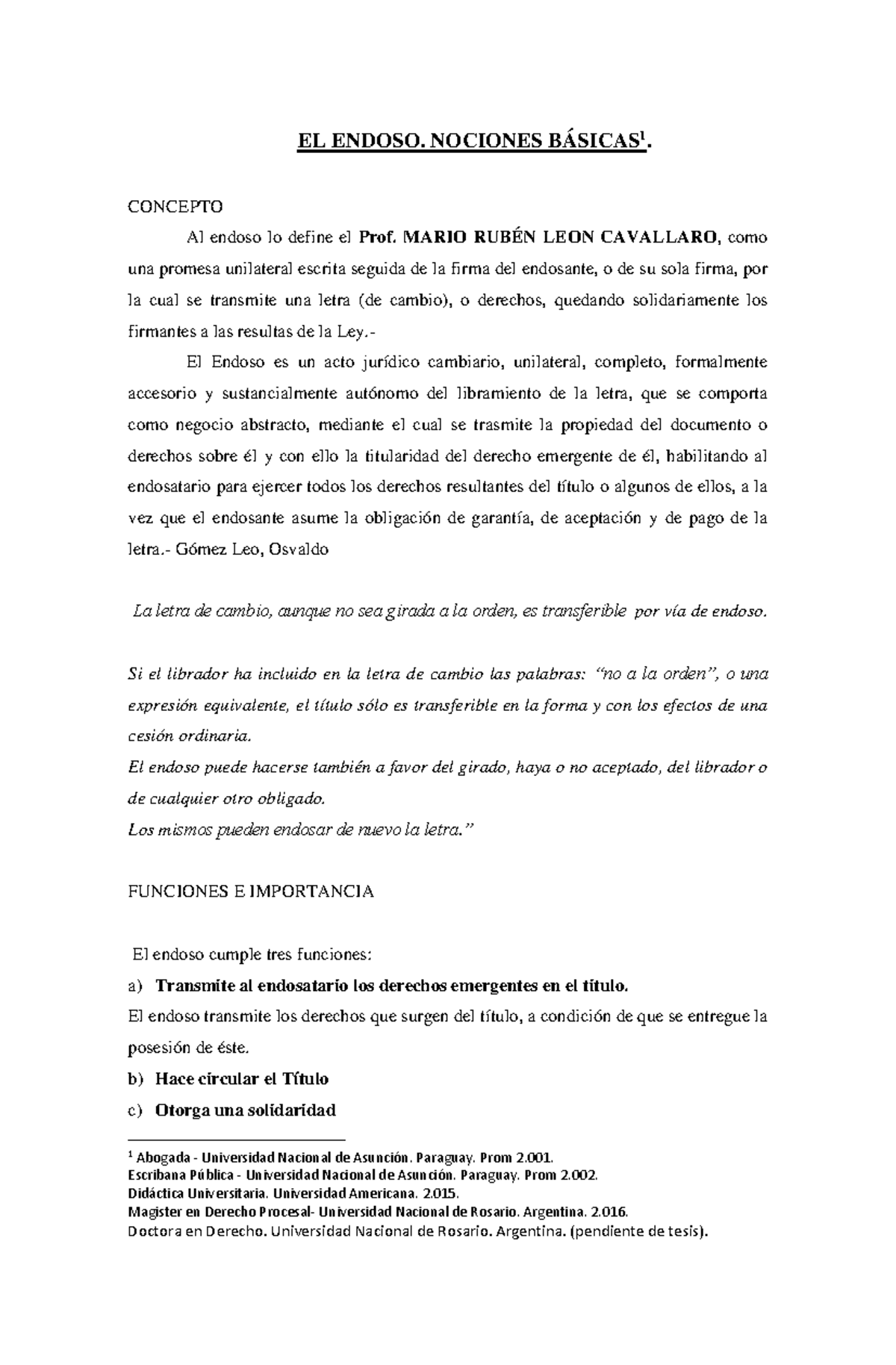 El Endoso: Características y Funciones en el Derecho Cambiario - Studocu