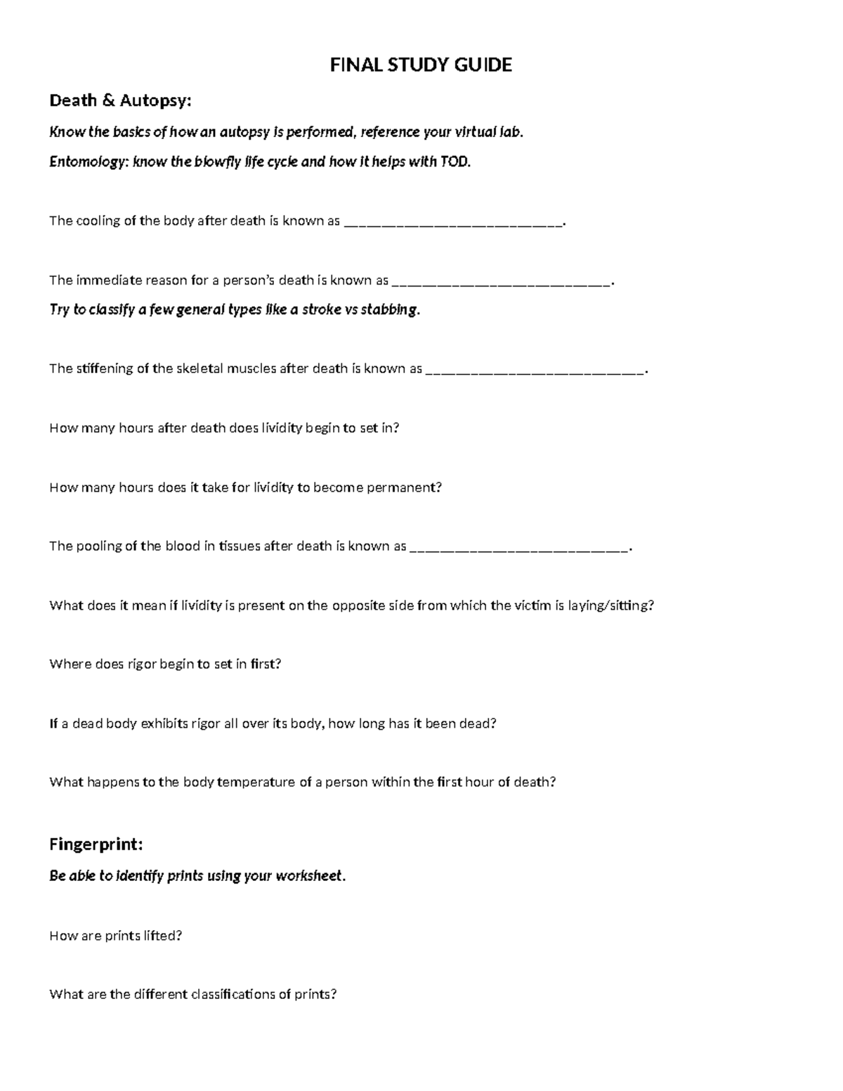 Final Exam Study Guide: Forensics & Abnormal Psych (FAP 101) - Studocu