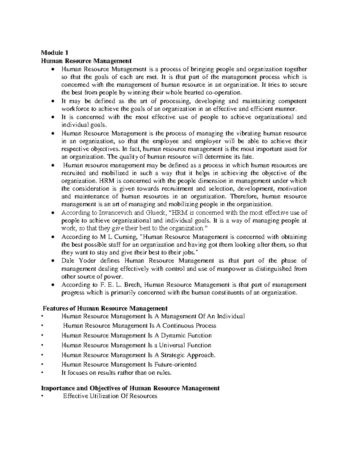 Module 1: Introduction to Human Resource Management (HRM) - Studocu