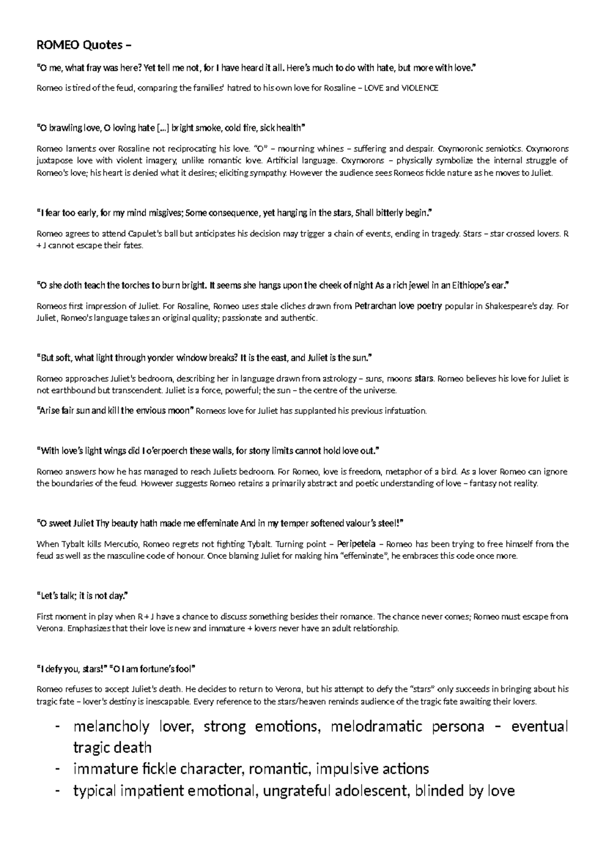 Character Theme Quotes: Analyzing Love, Fate, and Conflict in ROMEO ...