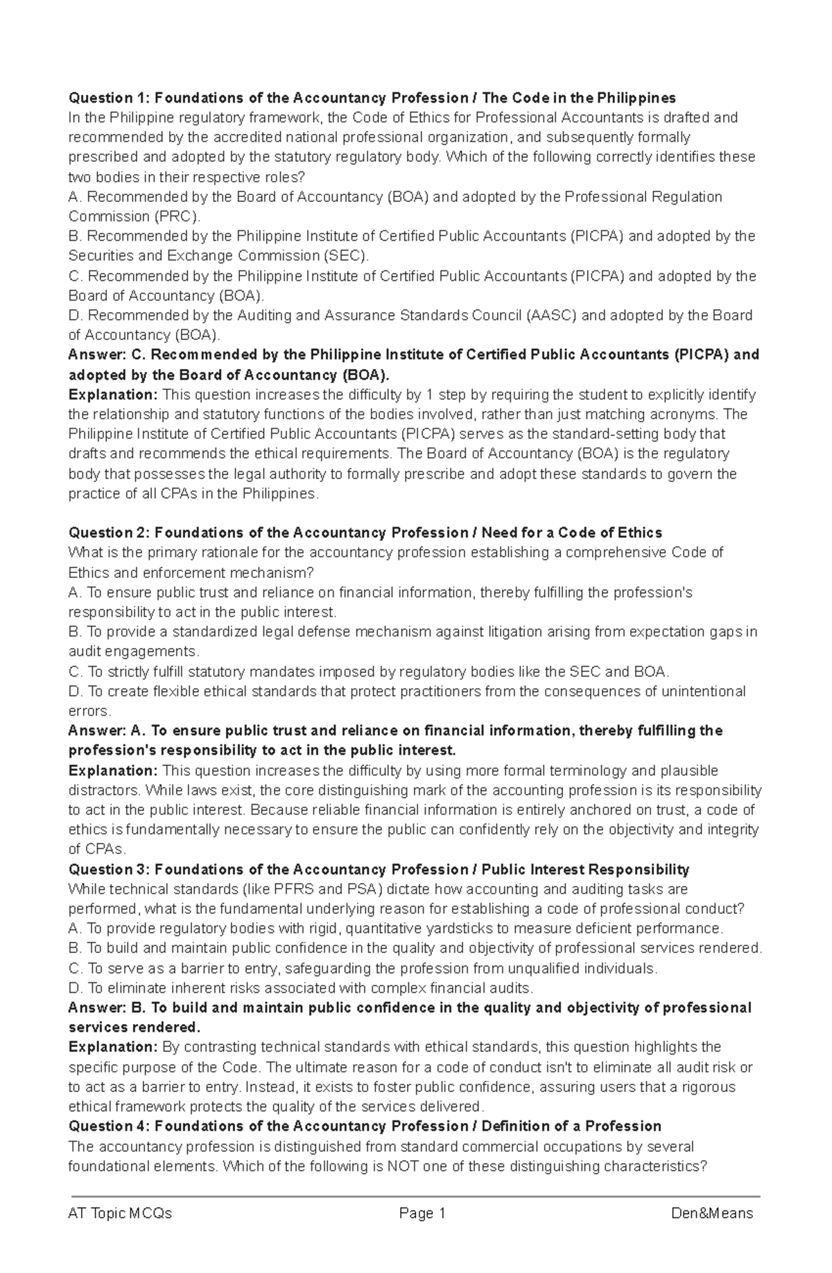 Foundations of the Accountancy Profession: Ethics and Standards (ACCT ...