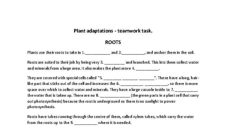 Plant adaptations team task sheets and card templates-2 - Plant ...