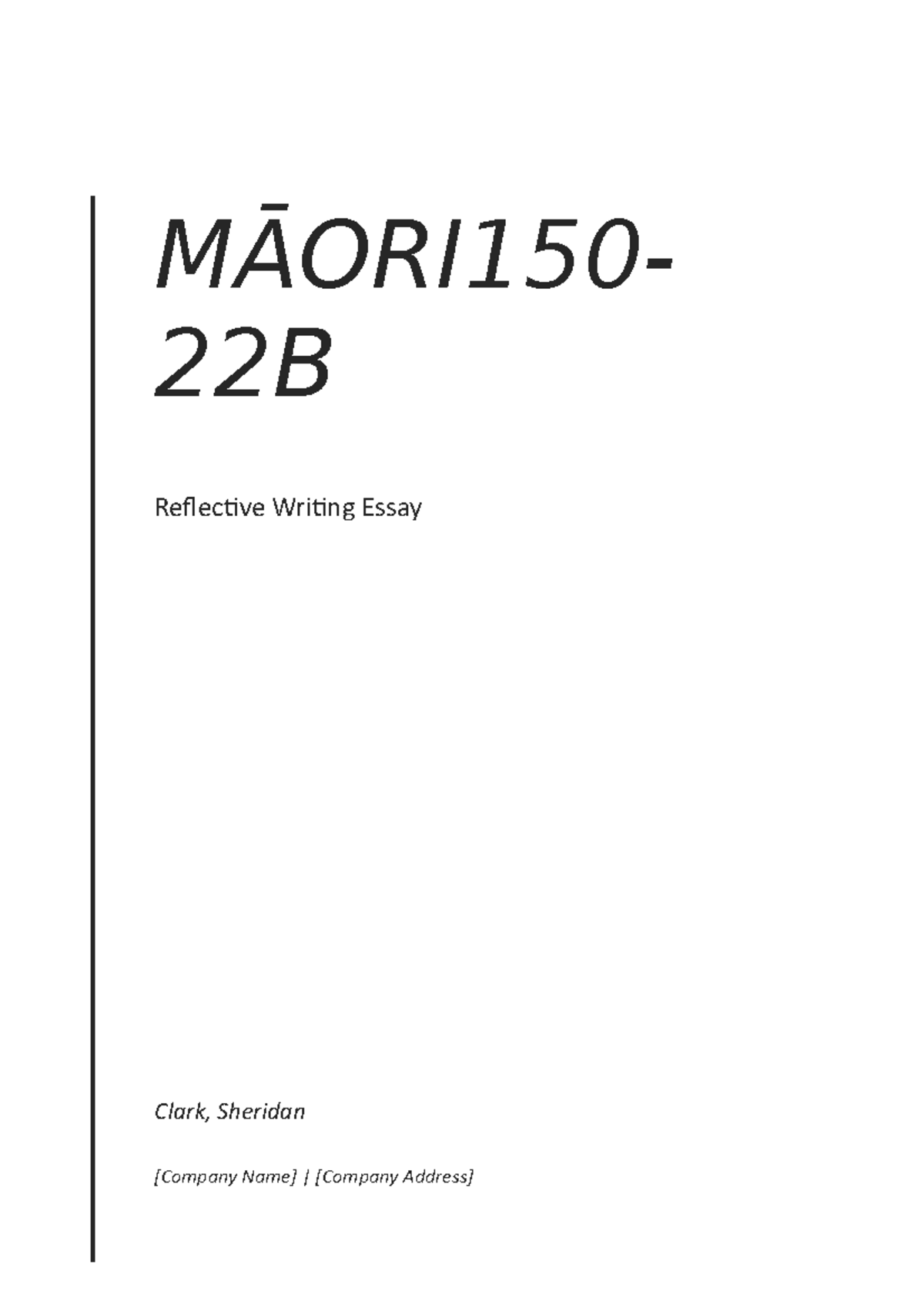 MĀORI150-22B Reflective Essay on the Treaty of Waitangi - Studocu