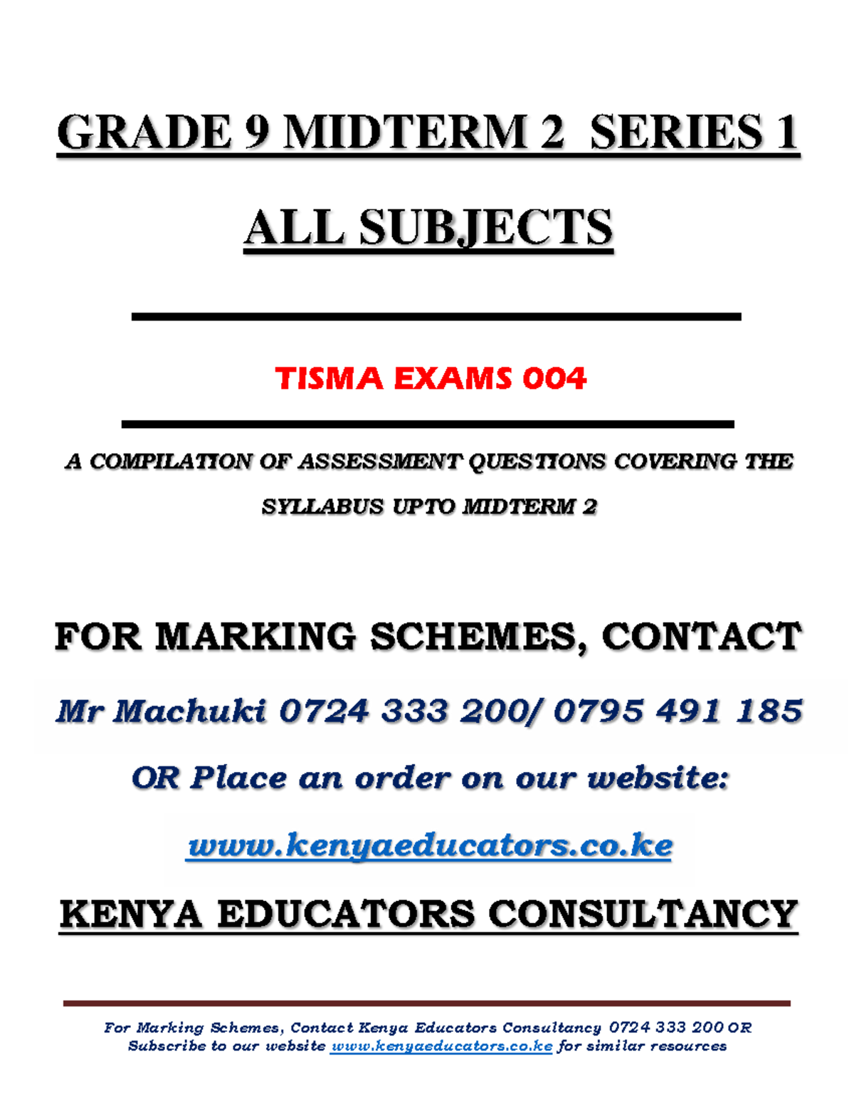 GRADE 9 MIDTERM 2 EXAMS SERIES 1 TISMA ASSESSMENT QUESTIONS - Studocu