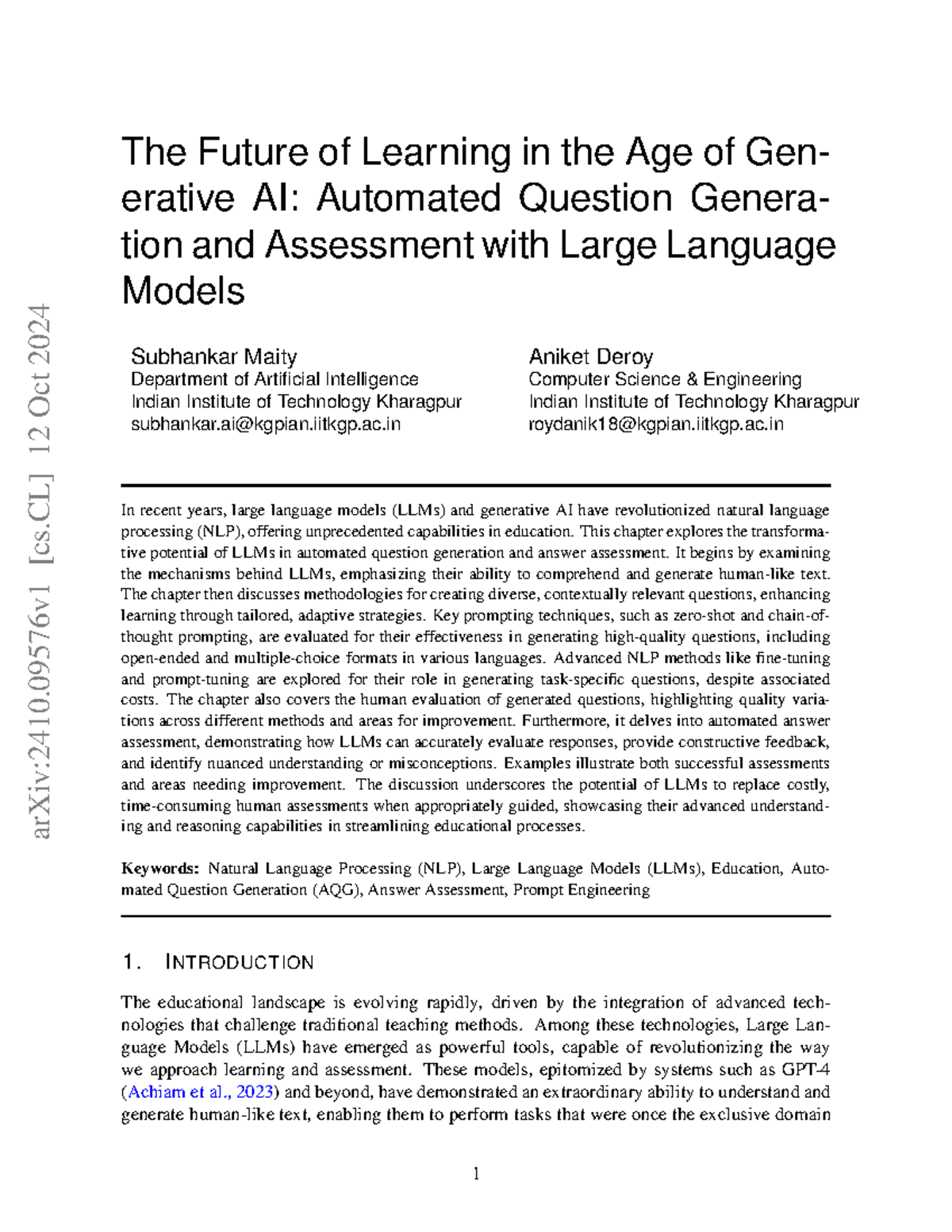 The Future of Learning: Automated Question Generation & Assessment with ...