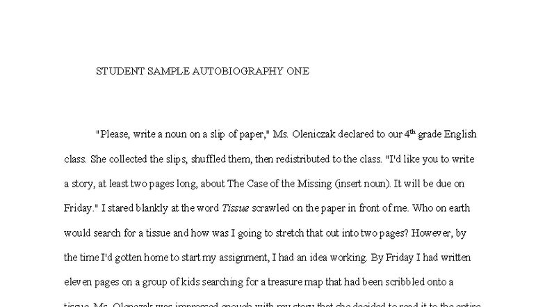 ENG 4: Student Sample Autobiography - The Journey of a Writer - Studocu