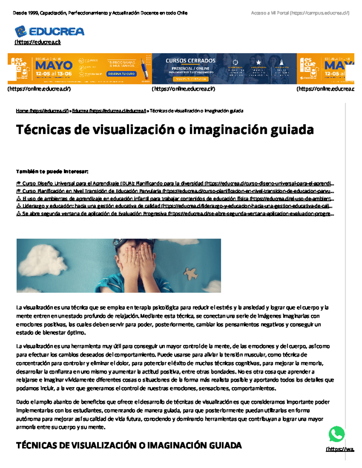 Técnicas de Visualización Guiada en la Capacitación Docente - Educrea - Studocu