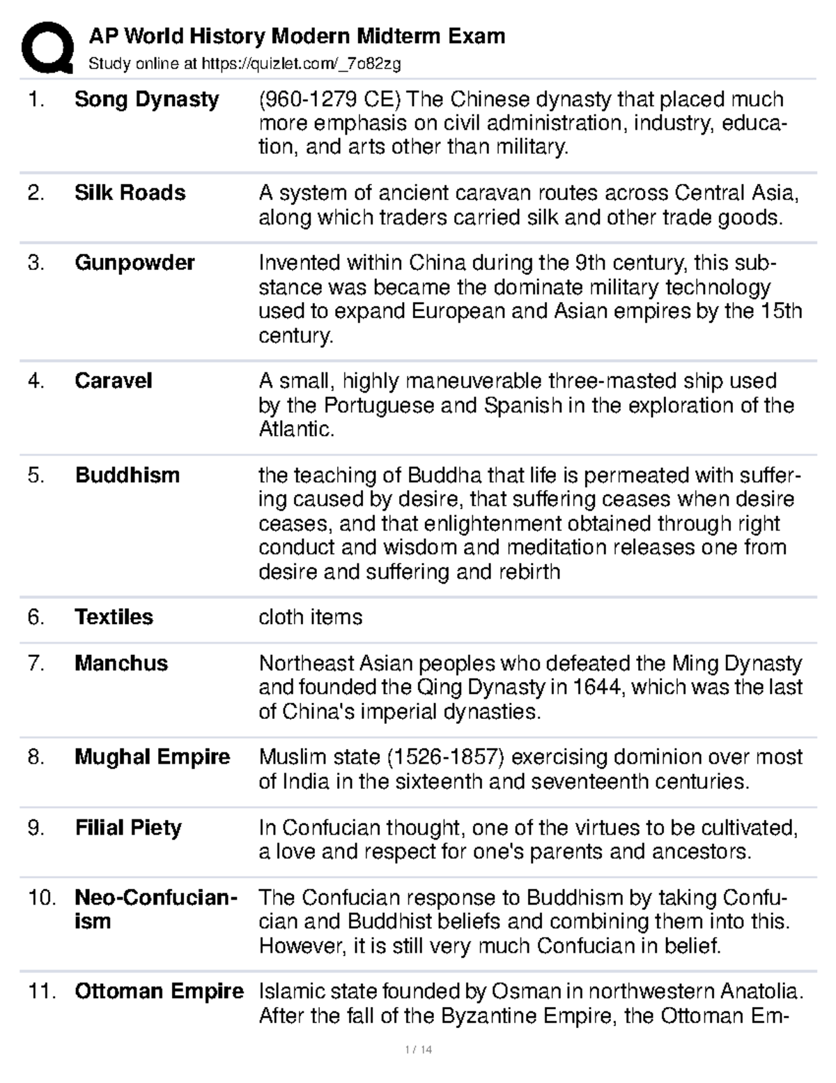 AP World History Modern Midterm Study Notes - Studocu