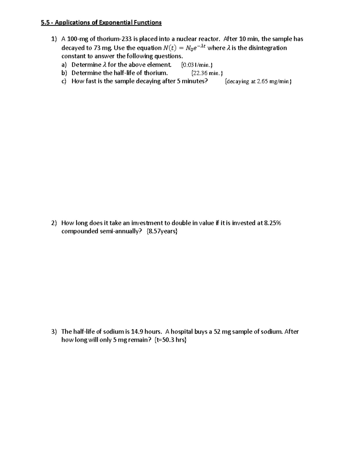5.5 - Applications of Exponential Functions: Decay & Growth Analysis ...
