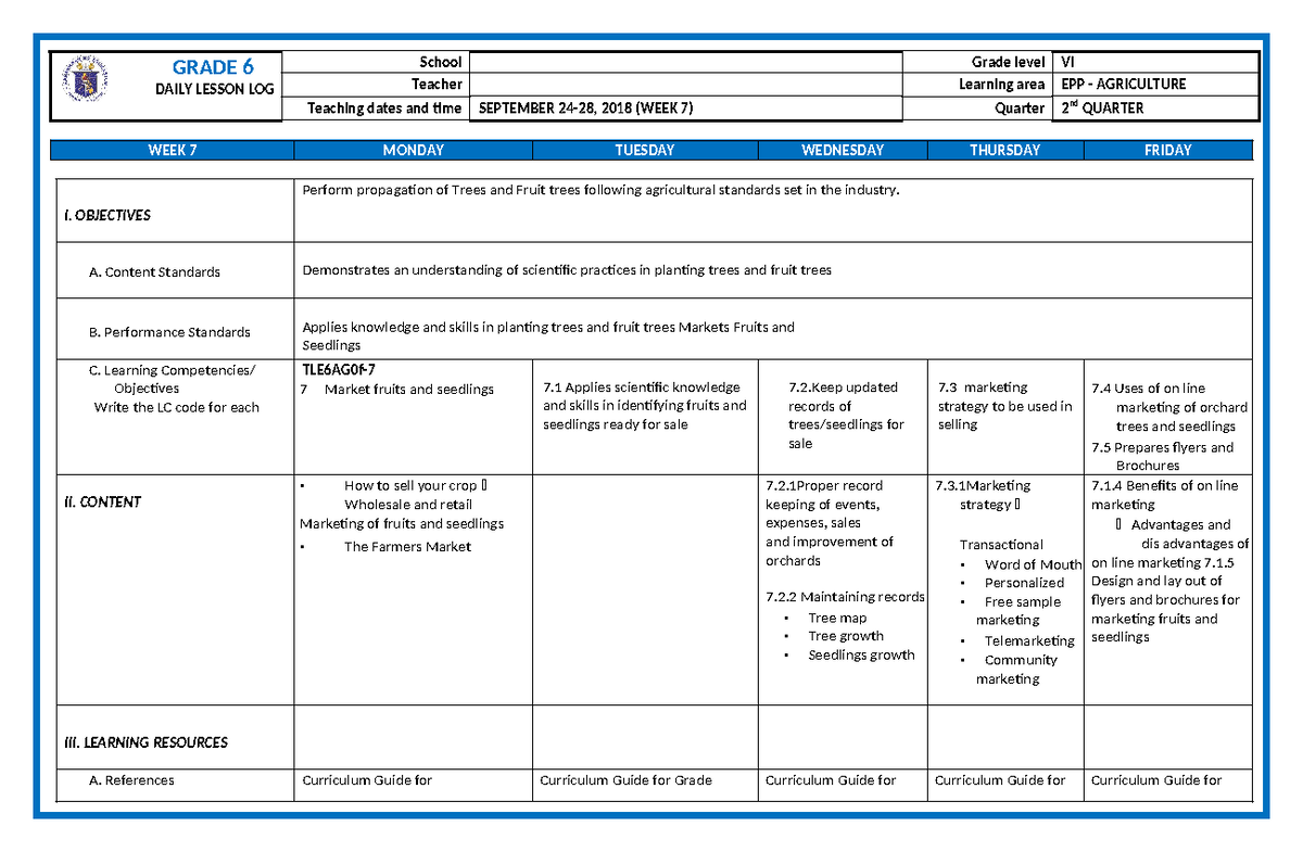 DLL G6 Q2 WEEK 7 ALL Subjects (Mam Inkay Peralta) - GRADE 6 DAILY ...