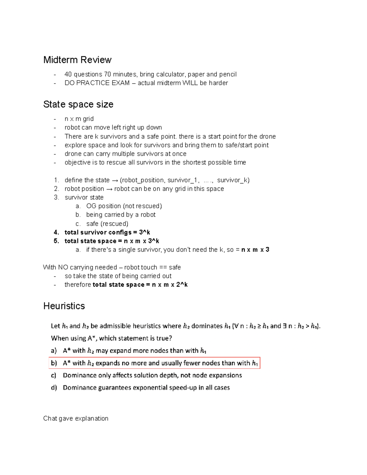 Midterm Review: Robot State Space & Search Algorithms (CS 101) - Studocu