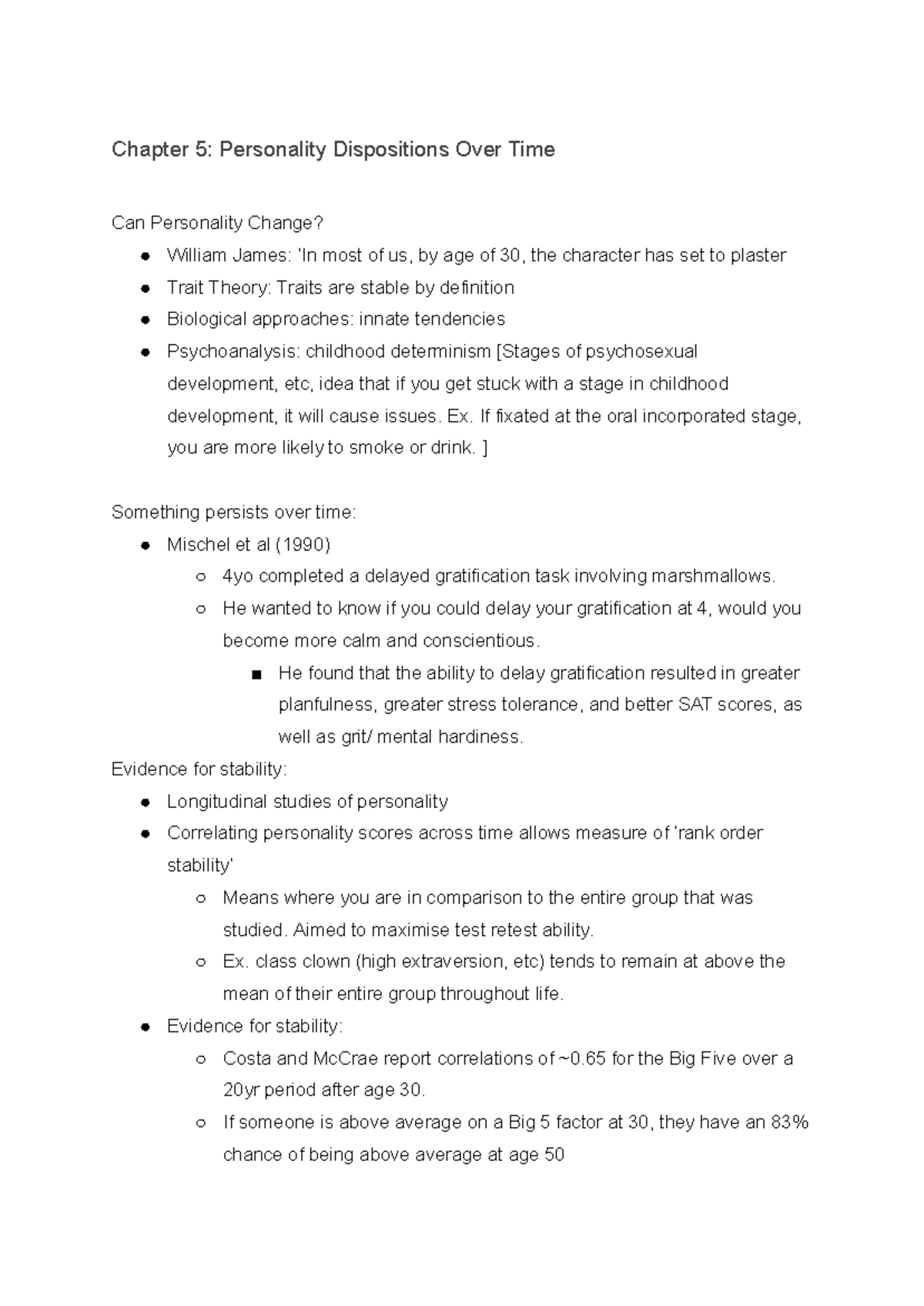 Chapter 5: Personality Dispositions Over Time - Psych 2550 Notes - Studocu