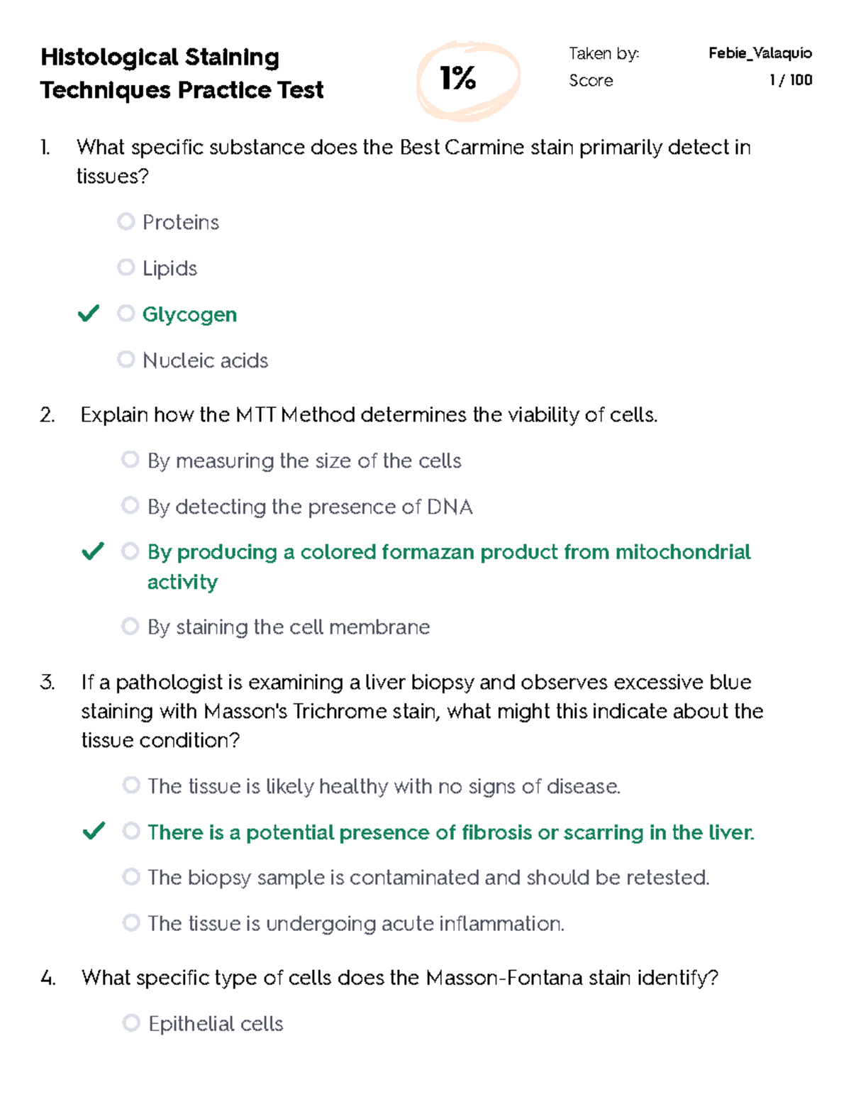 Histological staining techniques practice test 1: Quizlet review - Studocu