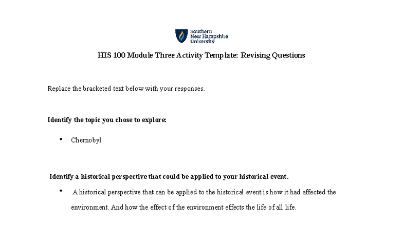 3-2 HIS 100 Module Three Activity Revising Questions Template - HIS 100 ...