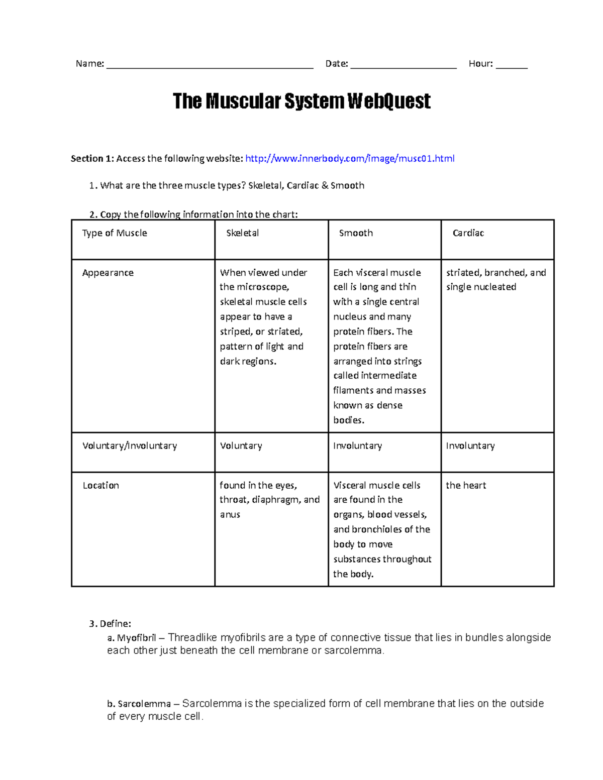 Disha Kalia - Muscular System Webquest - Name ...