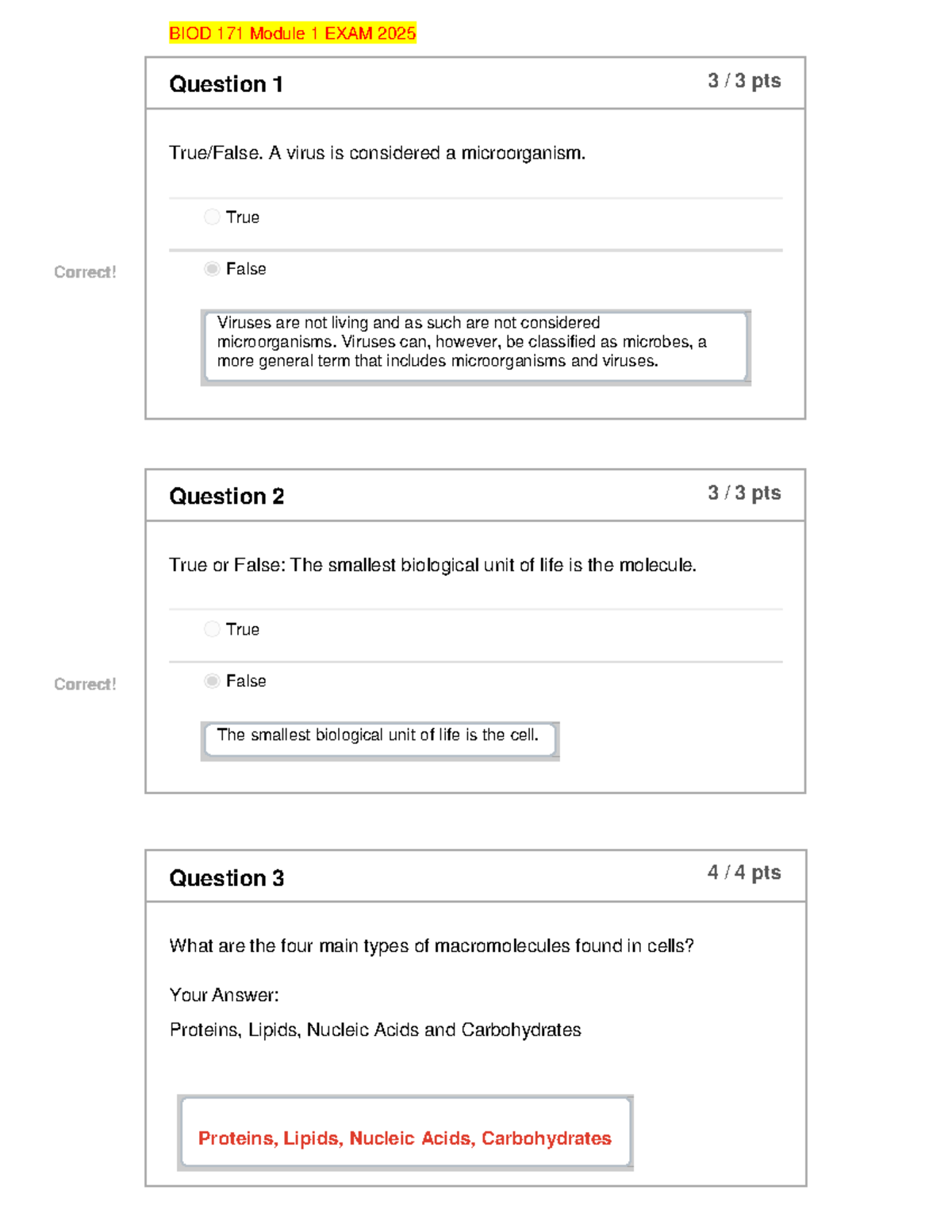 BIOD 171 Module 1 Exam 1 - What are the four main types of ...
