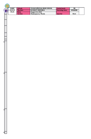 Dlp 2 - This is a detailed lesson plan about reading and writing ...