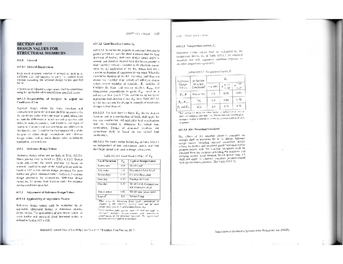 CHAPTER 6: Wood Design Values and Load Factors (NSCP 2015) - Studocu