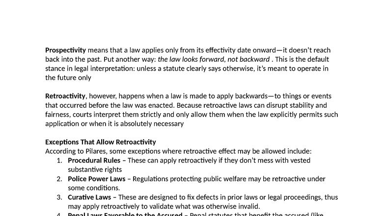 Prospectivity & Retroactivity in Legal Interpretation: Key Exceptions ...