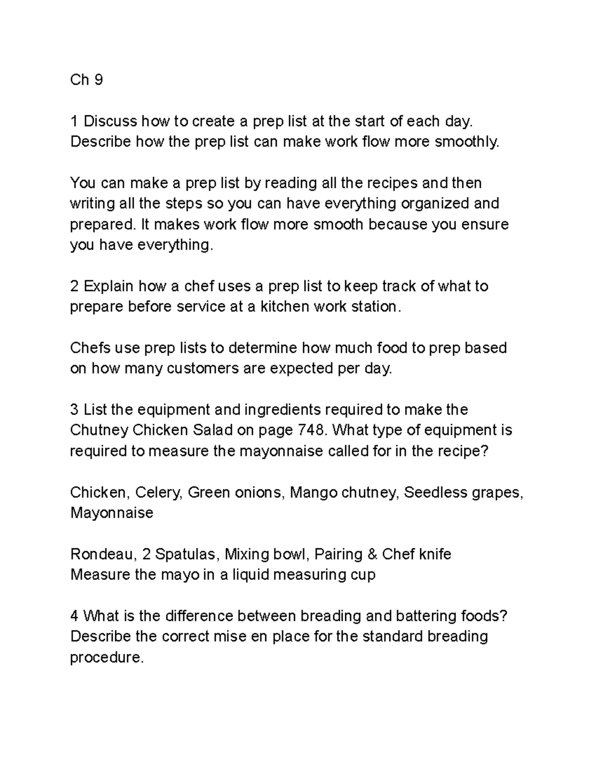 Culinary 060 Ch. 9-10 Notes: Prep Lists, Cooking Methods & Techniques ...