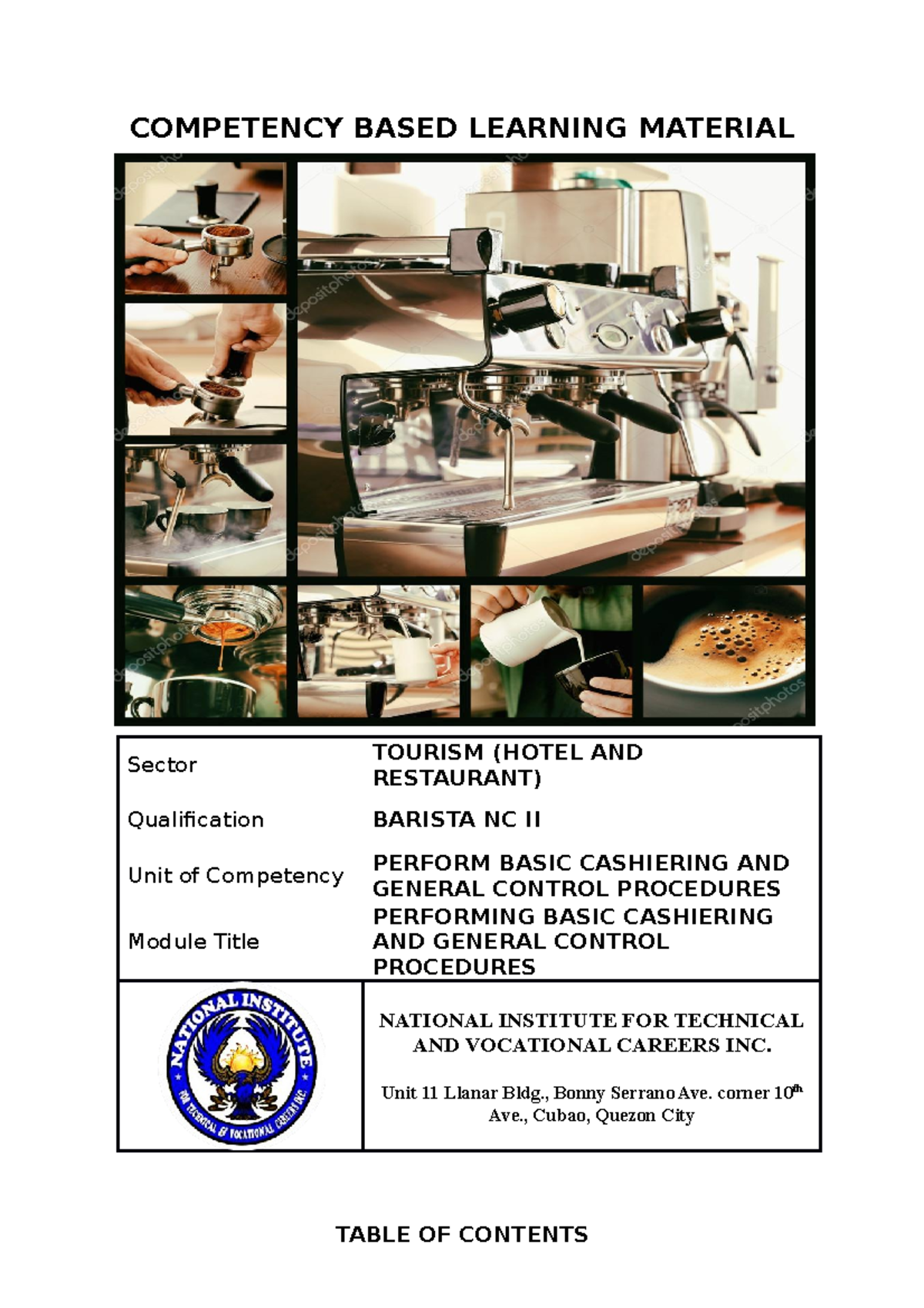 CORE 5 Barista NC II: Performing Basic Cashiering & Control Procedures ...