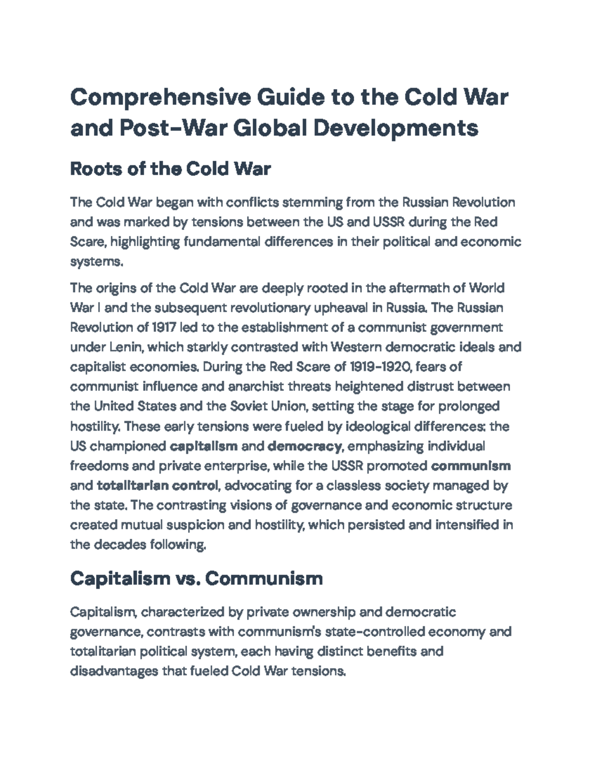 Comprehensive Overview of the Cold War: Key Events and Developments ...