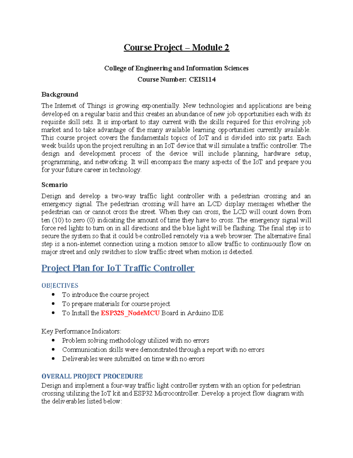 CEIS114 Course Project Guide: IoT Traffic Controller with NodeMCU 32S ...