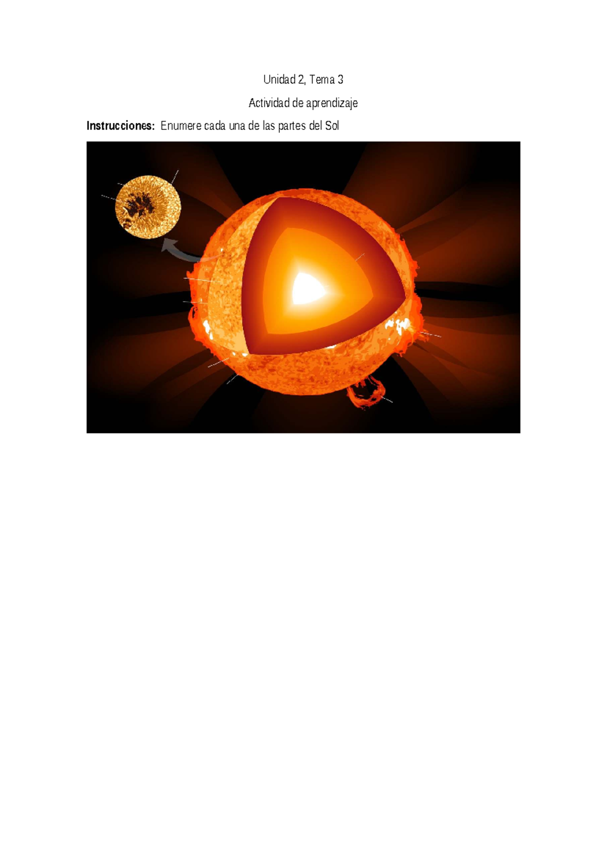 U2T3: Partes del Sol - Actividad de Aprendizaje - Studocu